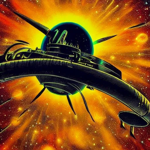 atompunk rocket ship sailing across the infinite | Stable Diffusion ...