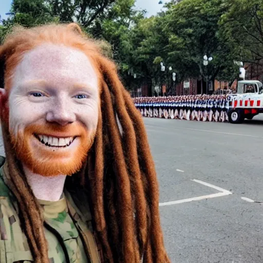 skinny redheaded soldier with long dreadlocks takes a | Stable ...