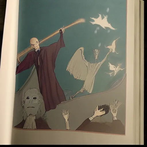 Voldemort flying on his broom with Harry Potter | Stable Diffusion ...