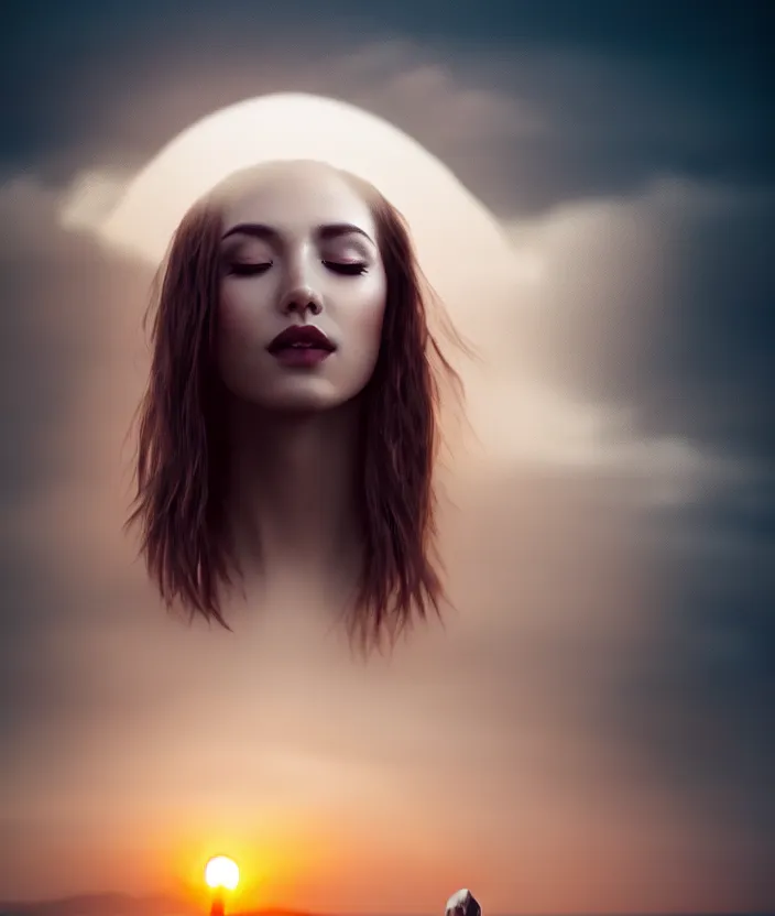 a beautiful sunset woman, symmetrical portrait, | Stable Diffusion ...