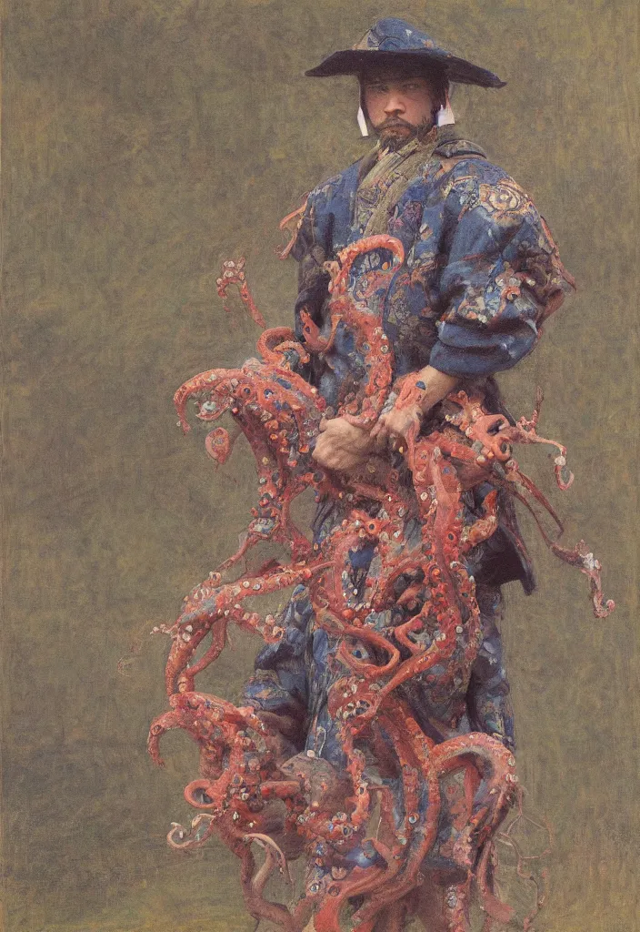 a magical fantastic samurai with a octopus mask by | Stable Diffusion ...