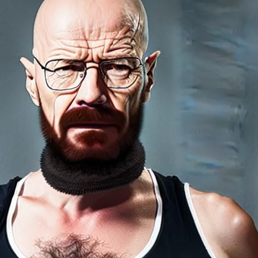 walter white with beard amd wearing a black tank top | Stable Diffusion ...