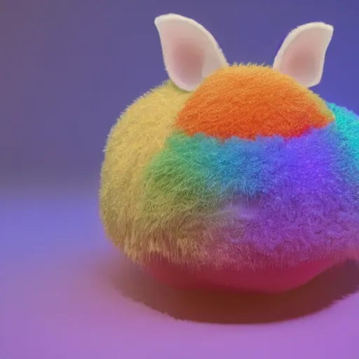 A cute fluffy round bunny is surrounded by rainbow | Stable Diffusion ...