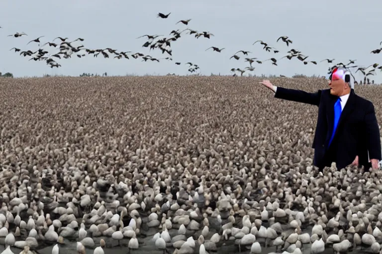 Donald Trump fighting a flock of geese | Stable Diffusion | OpenArt