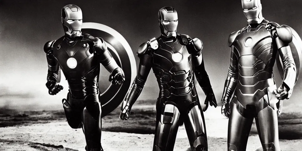 David Niven as Iron Man and John Wayne as Captain | Stable Diffusion ...