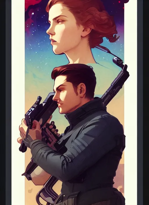 side profile centered portrait, man with a gun, a | Stable Diffusion ...