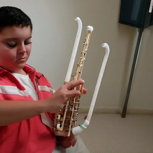 musical instrument made from a urinary catheter | Stable Diffusion