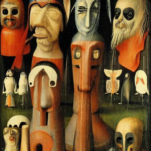 Hieronymus Bosch esoteric totem poles | Stable Diffusion | OpenArt
