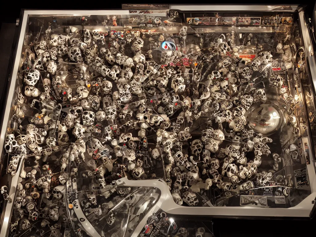 pinball machine made from skulls and bones, studio | Stable Diffusion ...