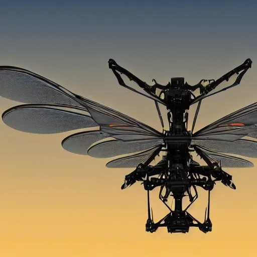 a mechanized dragonfly with wings spread out, 3 | Stable Diffusion