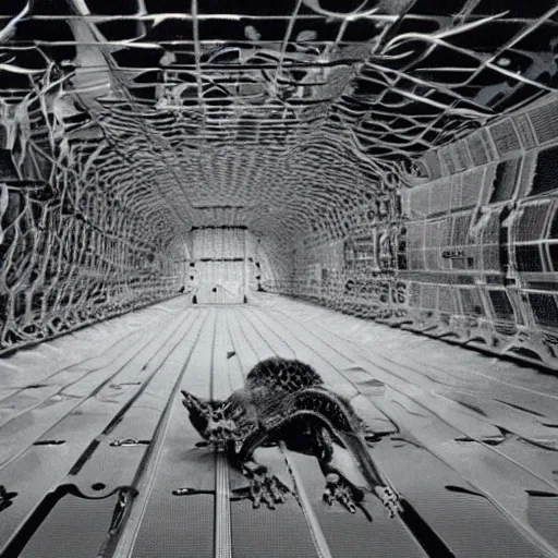 huge very dark empty cargo hall of space station | Stable Diffusion ...