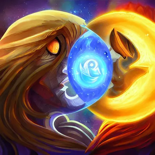 sun and moon merging spell, hearthstone art style, | Stable Diffusion ...