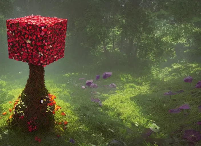 huge rubic's cube made with flowers as a tree on a | Stable Diffusion ...