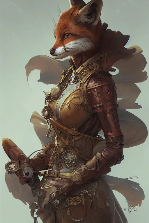 heroic character design of anthropomorphic fox, | Stable Diffusion