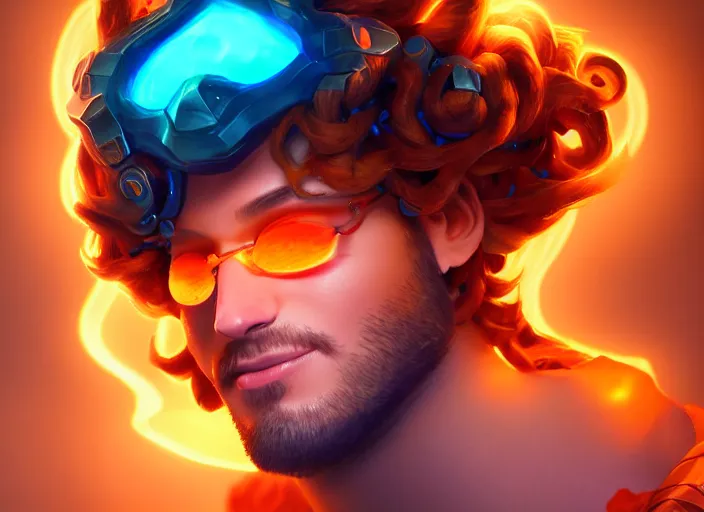 glowwave portrait of curly orange haired man from | Stable Diffusion ...