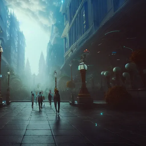 in a magical ethereal city in the clouds with people | Stable Diffusion ...