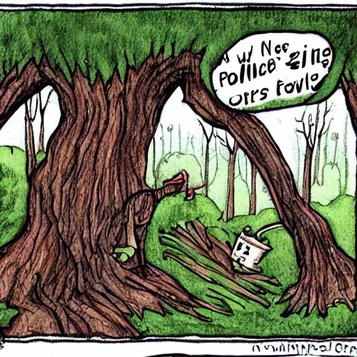a forest being devoured by a troll, political cartoon | Stable ...