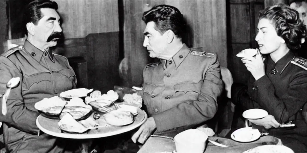 Joseph Stalin and Maria Sharapova eating lunch, 4k | Stable Diffusion ...