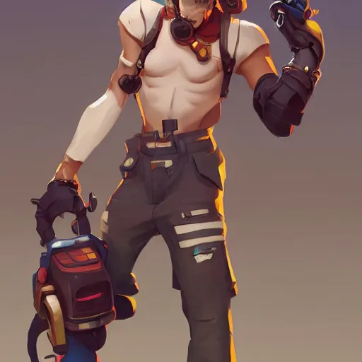 a magic rusty mechanic. overwatch character, simple | Stable Diffusion