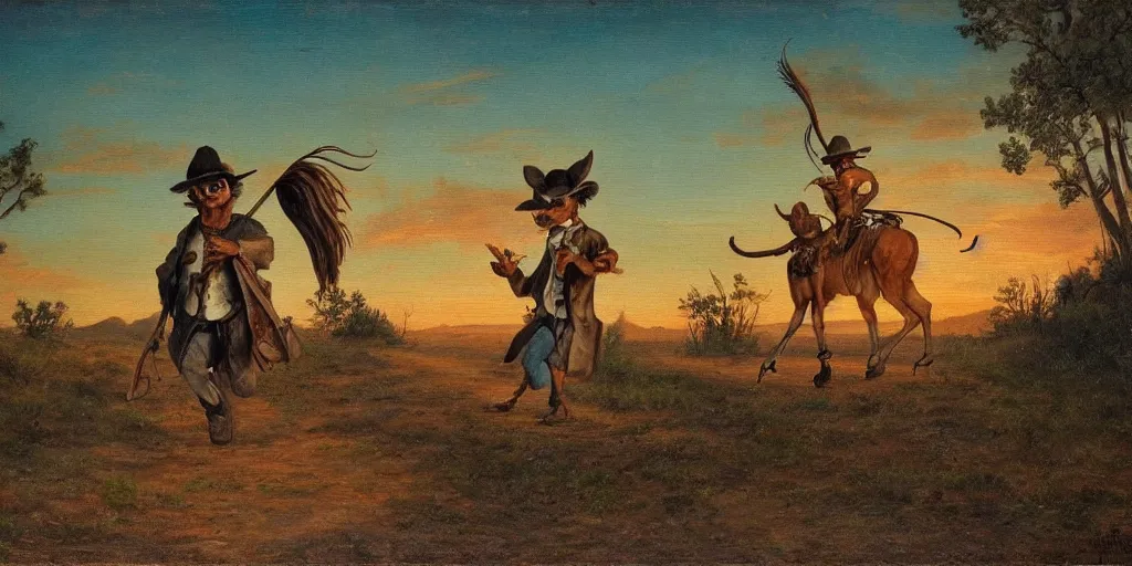 Gizmo the gremlin as a cowboy walking in the wild west | Stable Diffusion