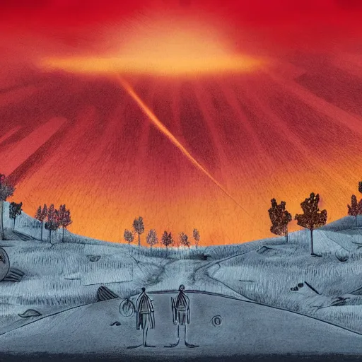 Fall of humanity Earth, red sky, melancholy, spleen, | Stable Diffusion ...