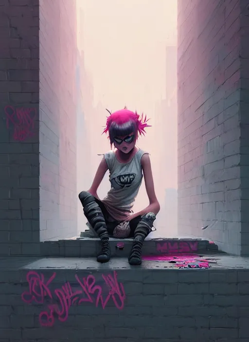 highly detailed matte painting, of punk girl sitting | Stable Diffusion ...