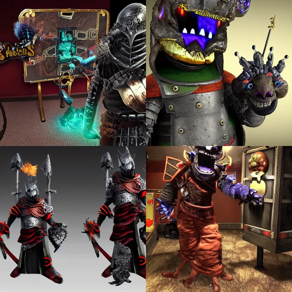 chuck e cheese animatronic dark souls boss | Stable Diffusion | OpenArt