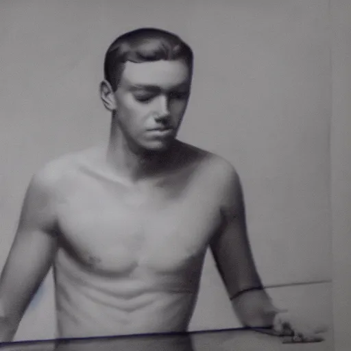 matte drawing economy pale young man with shirt off, | Stable Diffusion | OpenArt