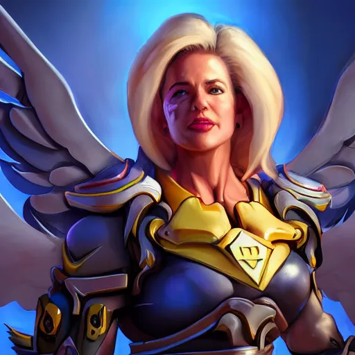 a screenshot of arnold schwarzenegger as mercy in | Stable Diffusion ...