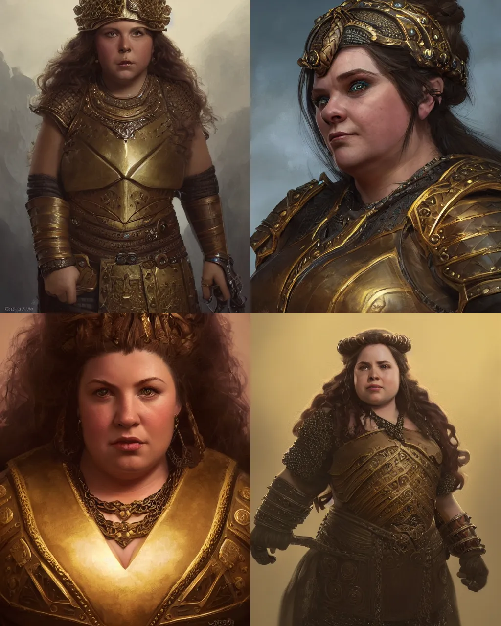 portrait, chubby female dwarf queen, bronze dwarven | Stable Diffusion ...