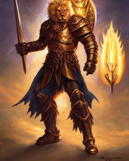 mtg character portrait of a brawny male leonin knight | Stable ...