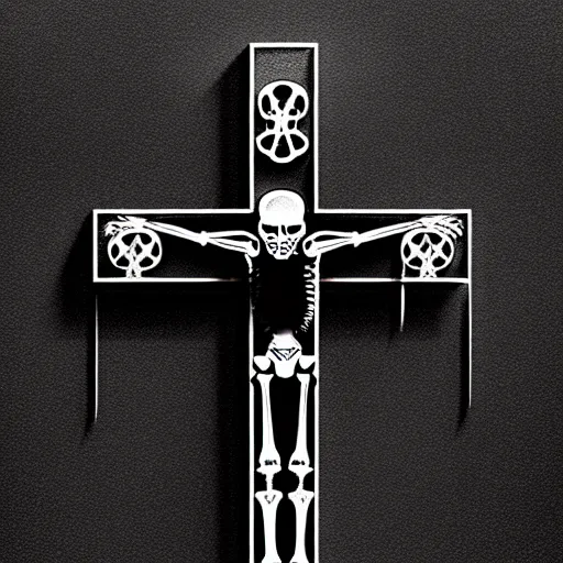 skeleton on black wooden christian cross, noir, sharp | Stable ...