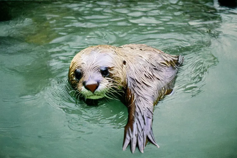 a photo of a giant mutant cottagecheese otter in its | Stable Diffusion ...