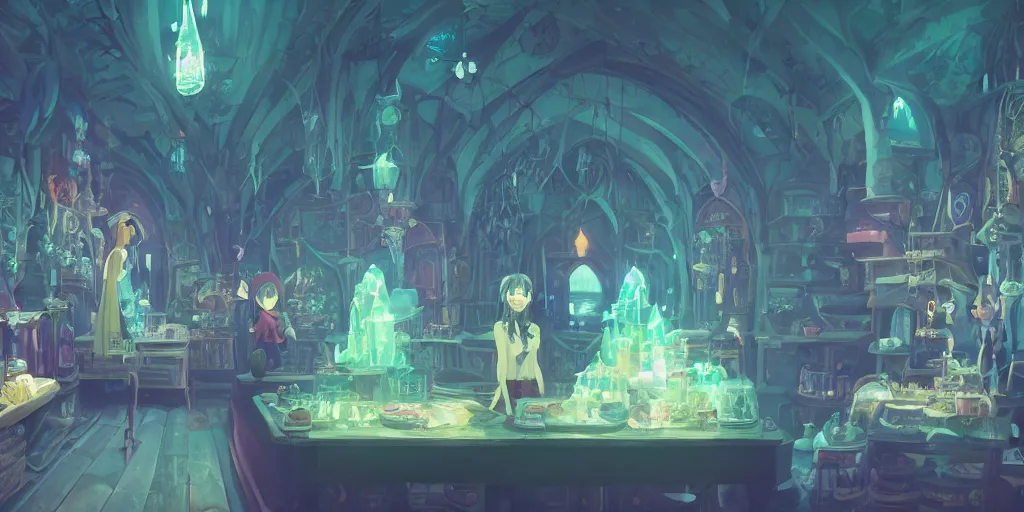 inside a magical item shop, fantasy potion vendor | Stable Diffusion ...