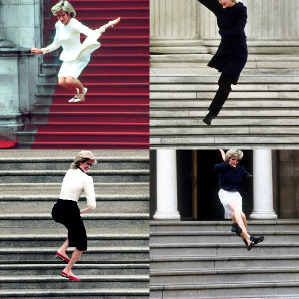 princess diana doing a kickflip down a flight of stairs | Stable ...