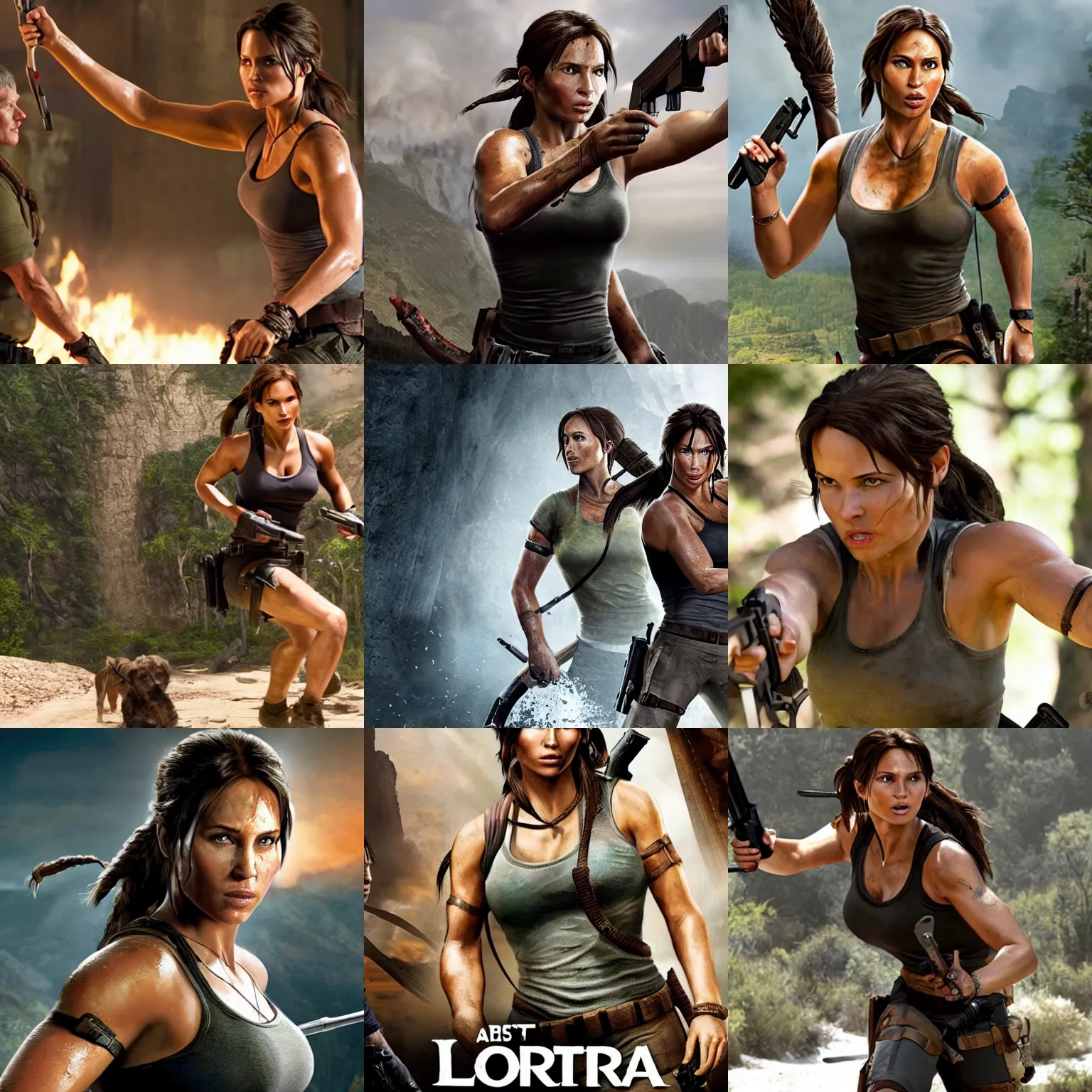 a still from the movie with Lara Croft (starring Paula | Stable Diffusion