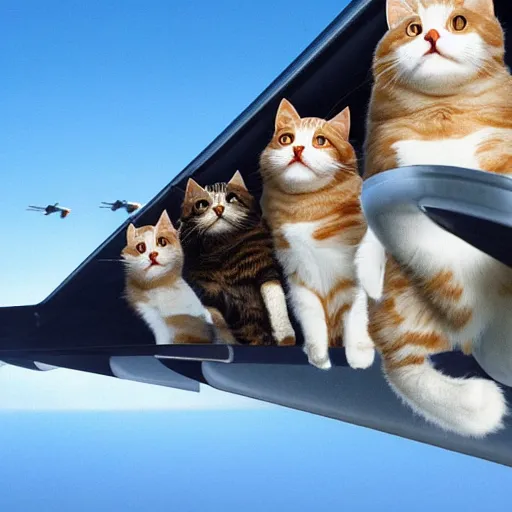 2 0 cats on an airplane flying over a cliff, photograph | Stable Diffusion | OpenArt