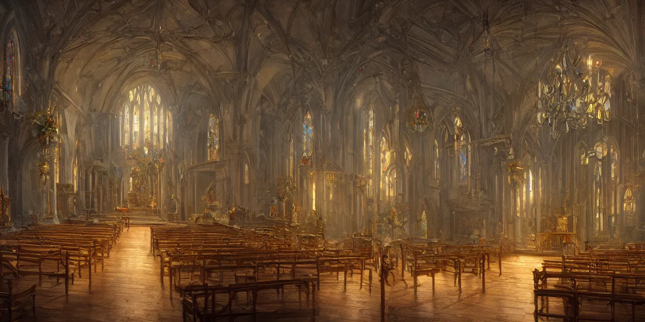 detailed painting of an interior church room with | Stable Diffusion ...