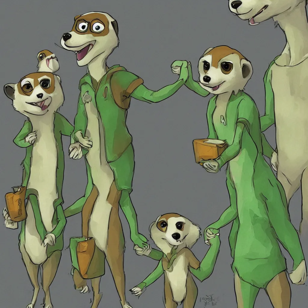 a meerkat picking up litter in a park, a cell - shaded | Stable ...