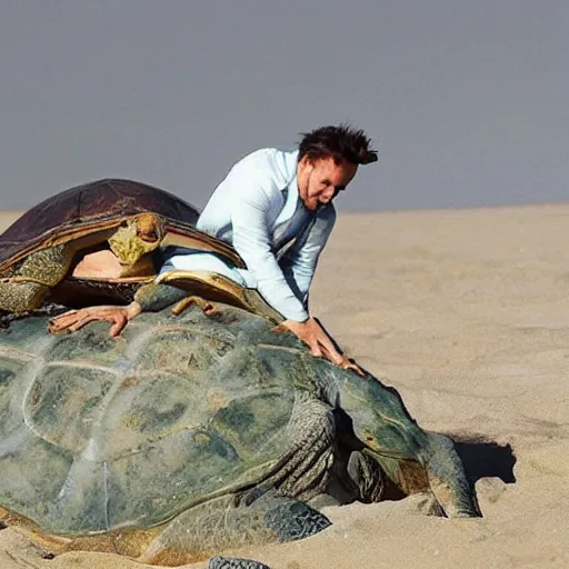 photo of nicolas cage riding on a giant turtle | Stable Diffusion