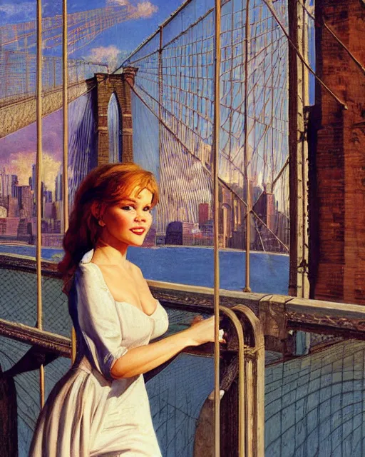 tuesday weld visits the brooklyn bridge by francine | Stable Diffusion ...