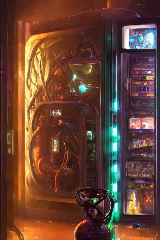 alien tech vending machine with magic potions inside, | Stable ...