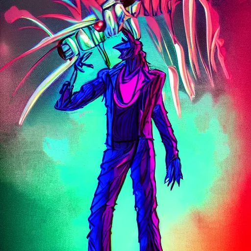 synthwave anthropomorphic dragon | Stable Diffusion | OpenArt