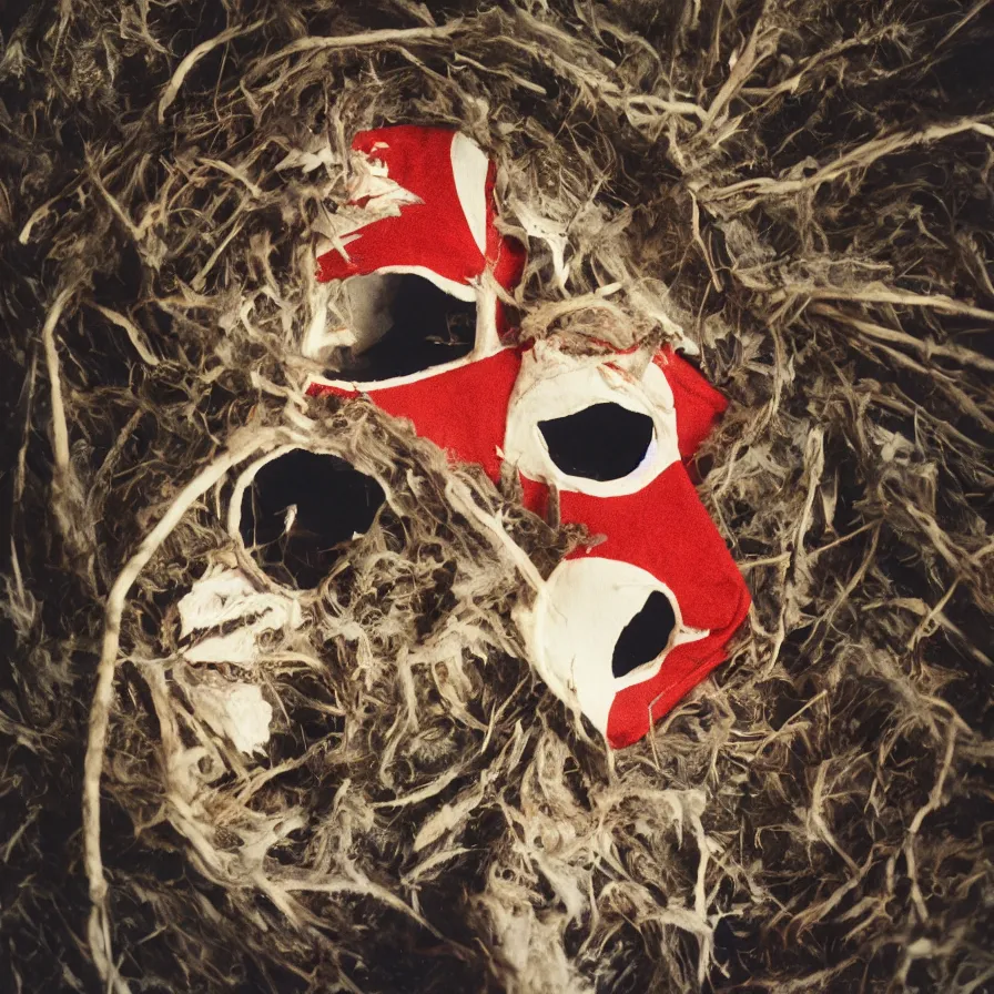 cult with taxidermic moth masks and red peak hood in a | Stable ...