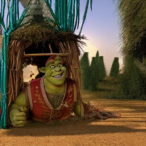 Film still of Shrek building a shelter, sukkah, | Stable Diffusion ...