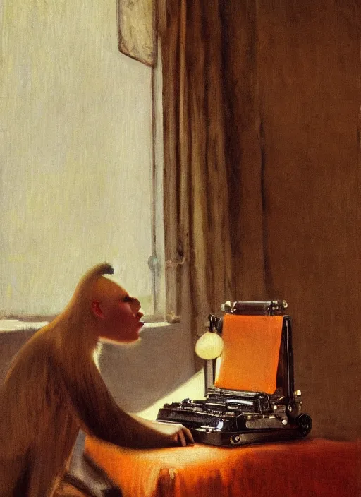 medium shot, cinematic, cute orange monkey types on | Stable Diffusion | OpenArt