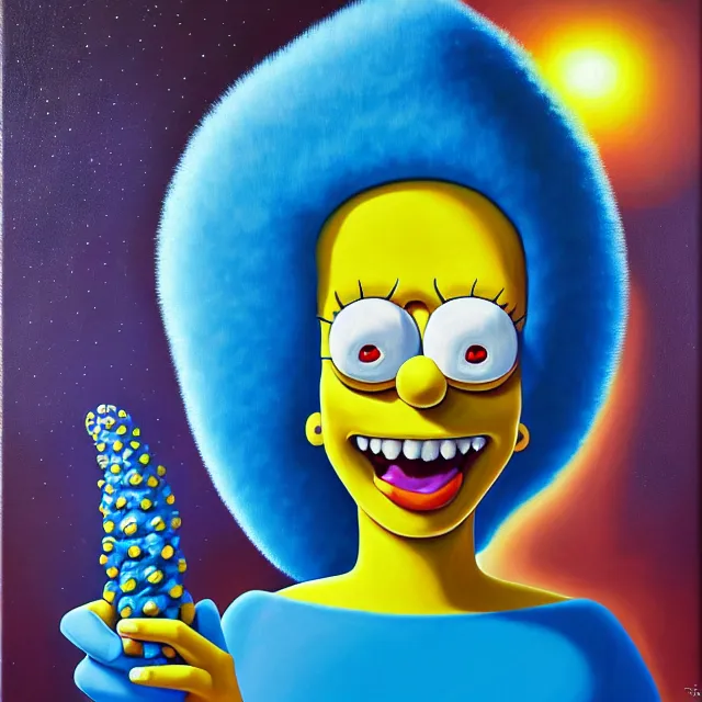 an oil on canvas portrait painting of marge simpson, | Stable Diffusion ...