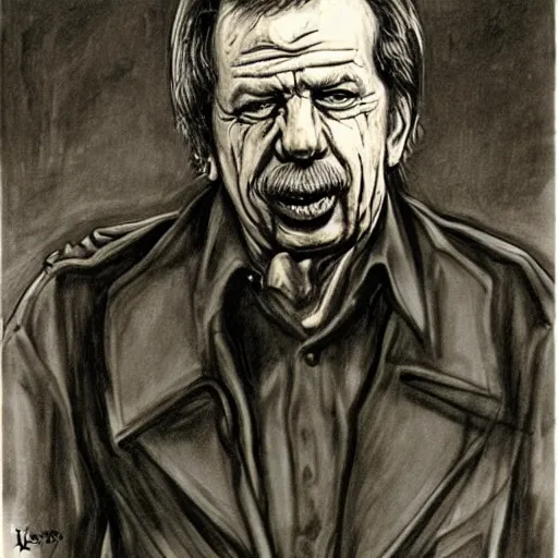 a comics drawing of vaclav havel by karel saudek | Stable Diffusion ...