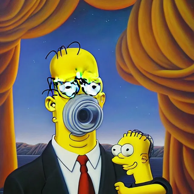 an oil on canvas portrait painting of homer simpson, | Stable Diffusion ...