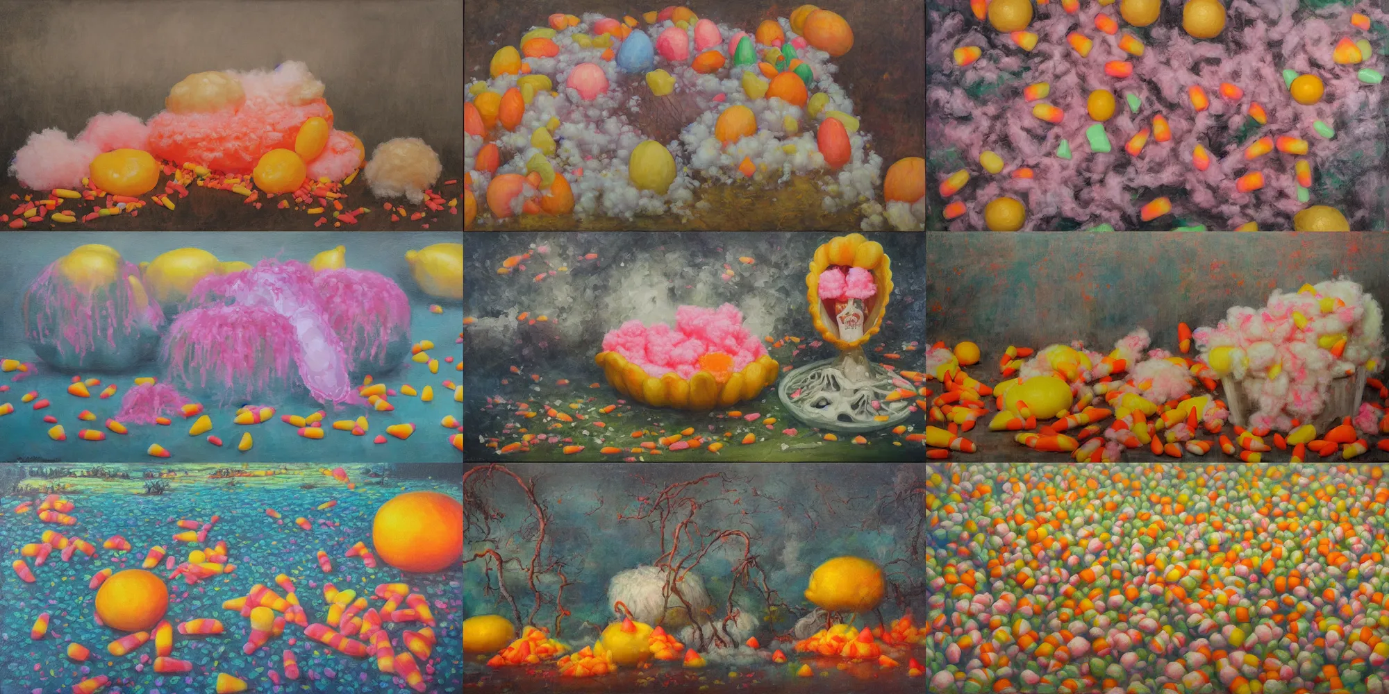 swamp of cotton candy filled with the corpses of | Stable Diffusion ...